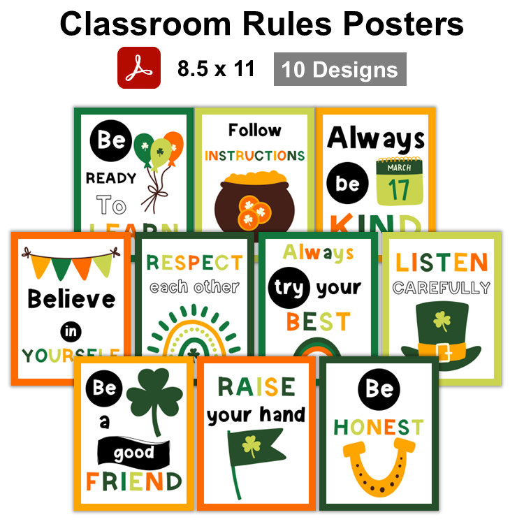 Classroom Rules Posters - St. Patrick's Day – kjunstudio