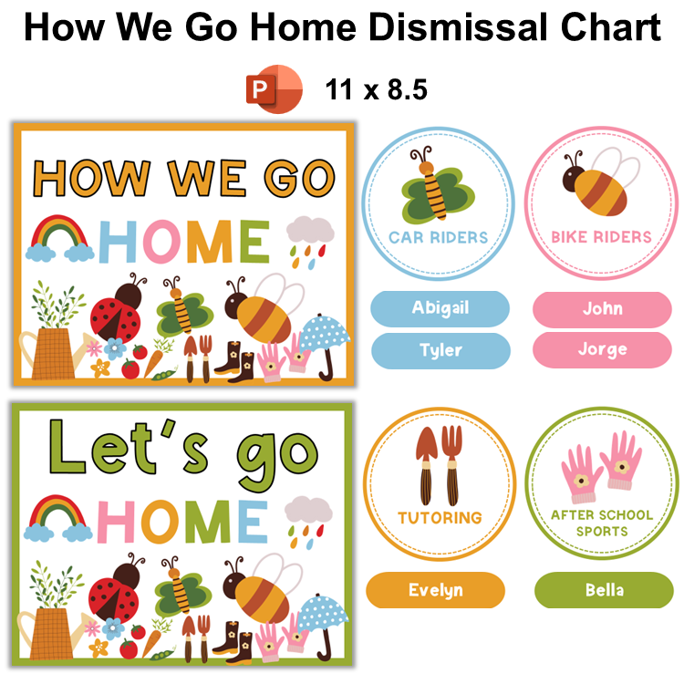 How We Go Home Dismissal Chart - Colorful Spring | Editable – kjunstudio
