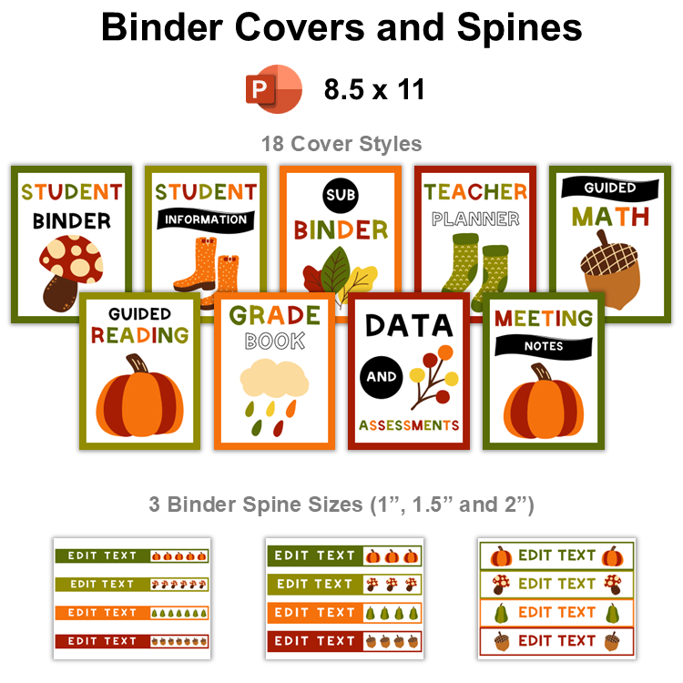 Binder Covers and Spines - Hello Fall | Editable – kjunstudio