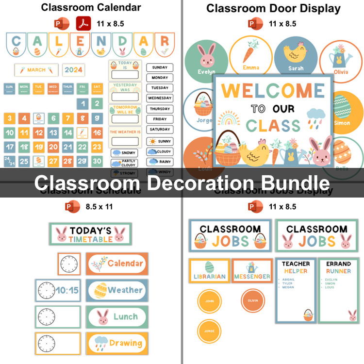 Classroom Decor Bundle - Happy Easter | Editable – kjunstudio