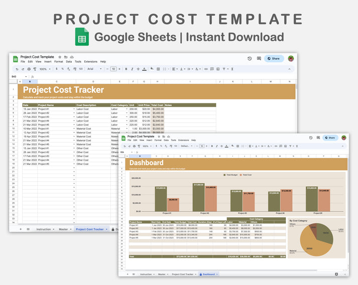 Google Sheets - Project Cost Template - Boho – kjunstudio