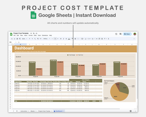 Google Sheets - Project Cost Template - Boho – kjunstudio