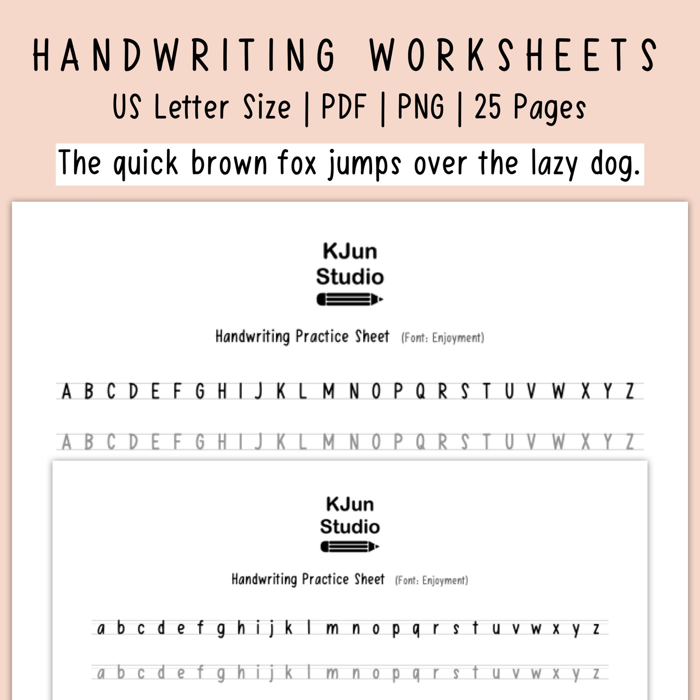 Handwriting Practice Sheets - Enjoyment Font – kjunstudio