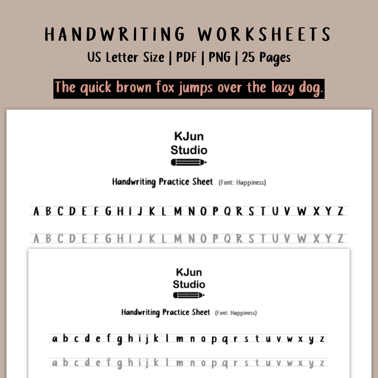 Handwriting Practice Sheets - Happiness Font – kjunstudio