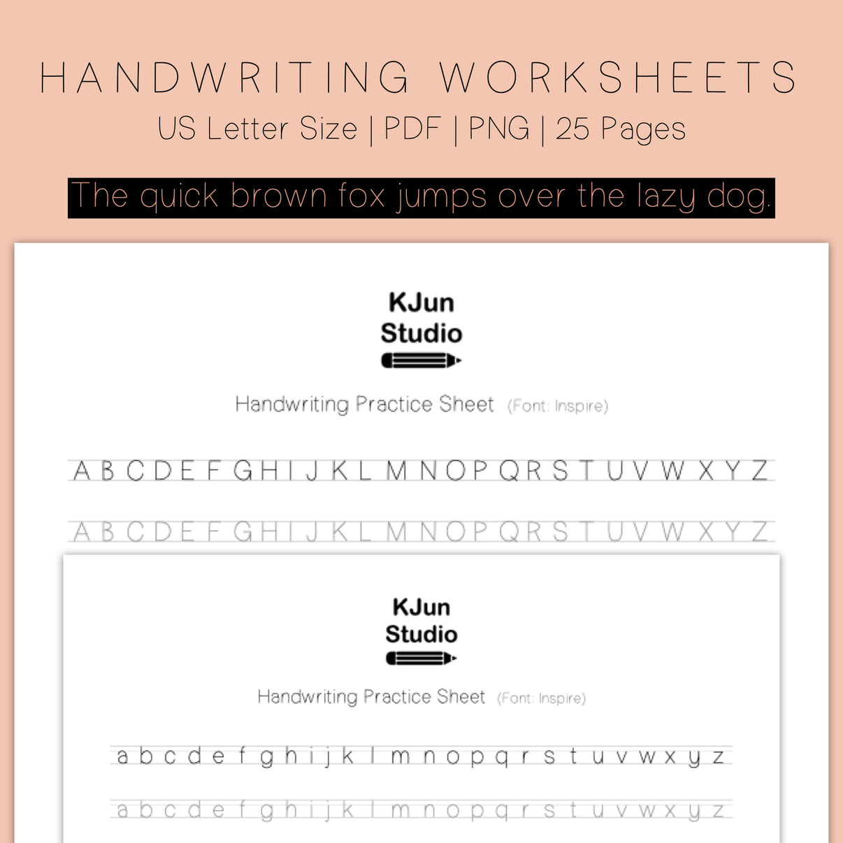 Handwriting Practice Sheets - Inspire Font – kjunstudio