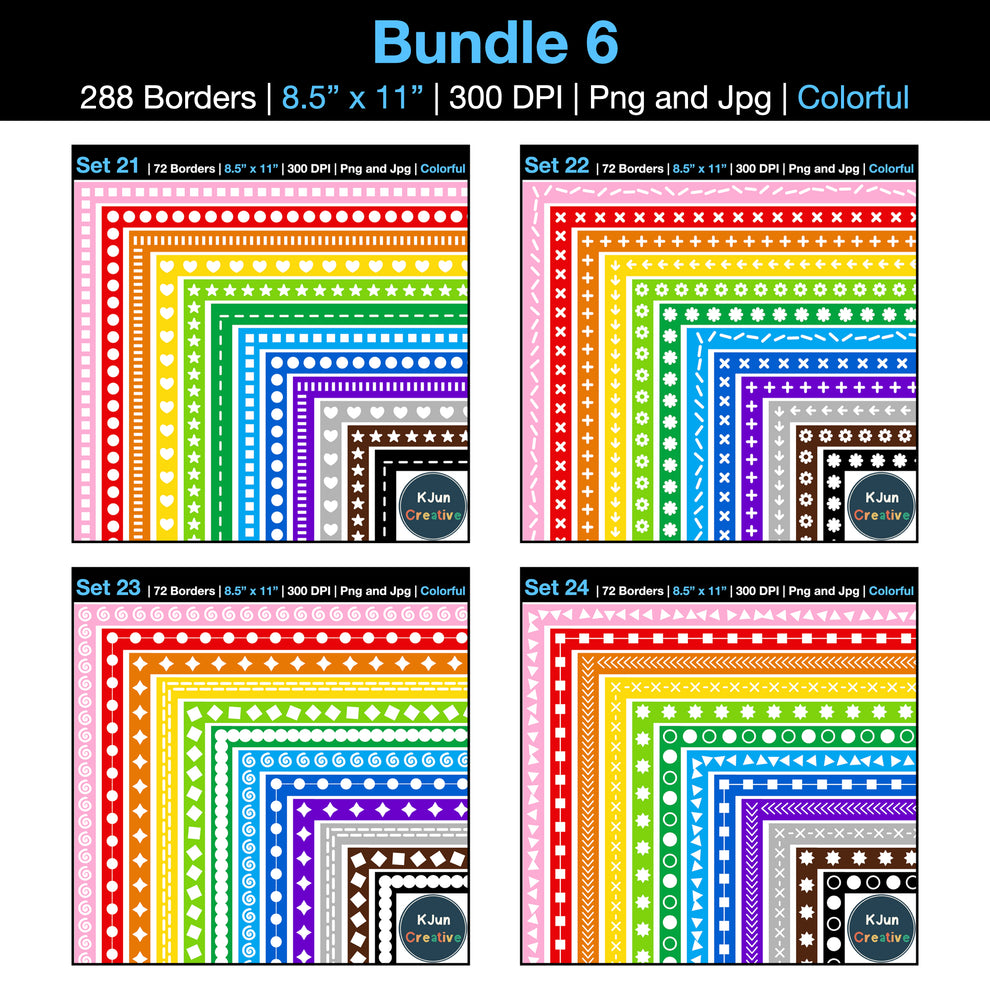 Border Clipart Bundle 6 - Colorful - Page Borders and Frames – kjunstudio