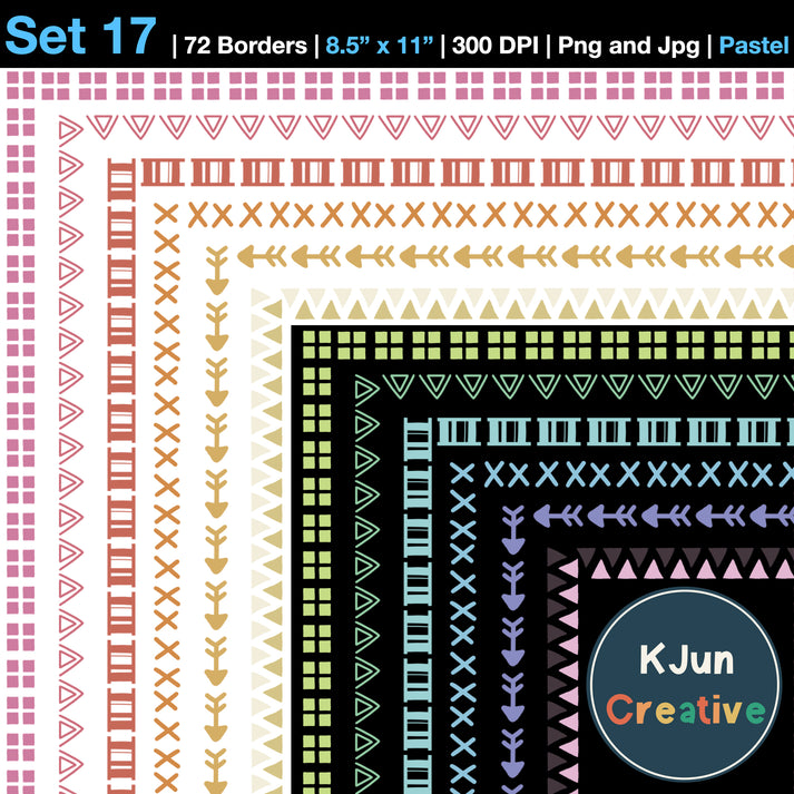 Border Clipart Set 17 - Pastel - Page Borders and Frames – kjunstudio