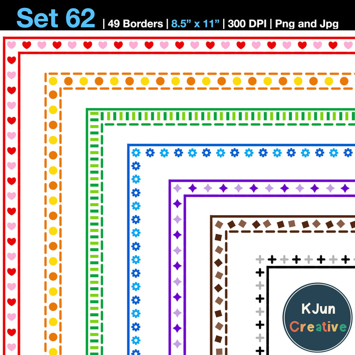 Border Clipart Set 62 - Colorful - Page Borders and Frames – kjunstudio