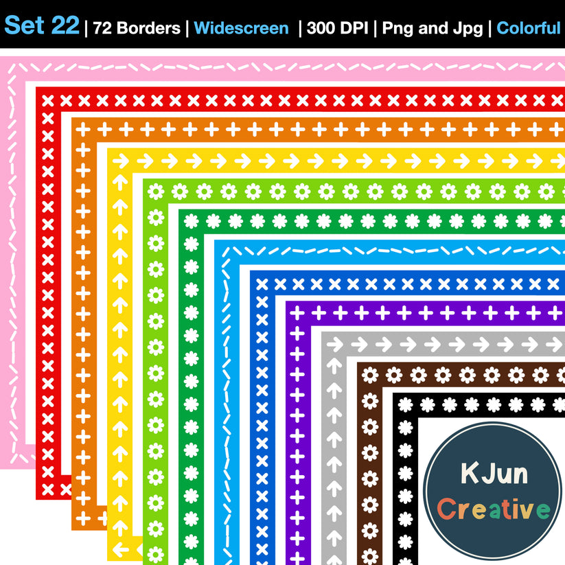 Widescreen Border Clipart Set 22 - Colorful - Google Slides and PowerP ...