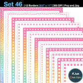 Border Clipart Set 46 - Pastel Rainbow - Page Borders and Frames ...