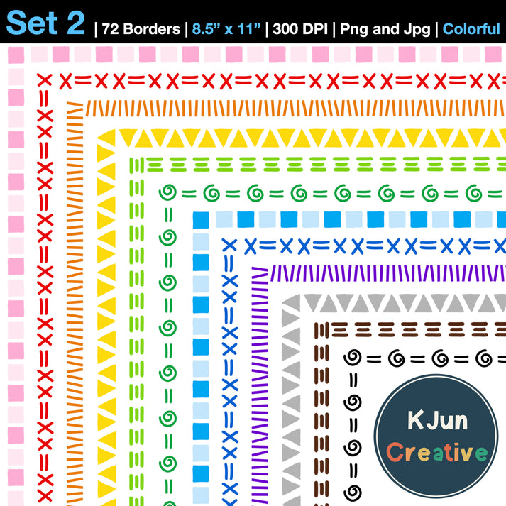 Border Clipart Set 2 - Colorful - Page Borders and Frames – kjunstudio