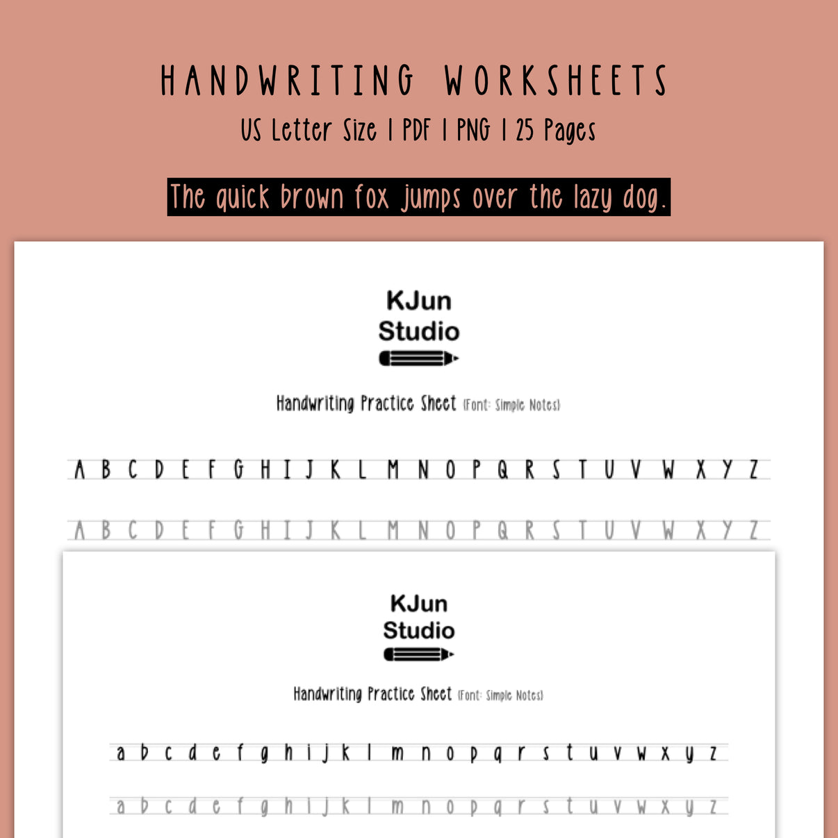 Handwriting Practice Sheets - Simple Notes Font – kjunstudio