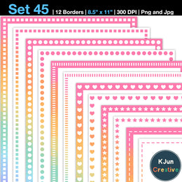 Border Clipart Set 45 - Pastel Rainbow - Page Borders and Frames ...