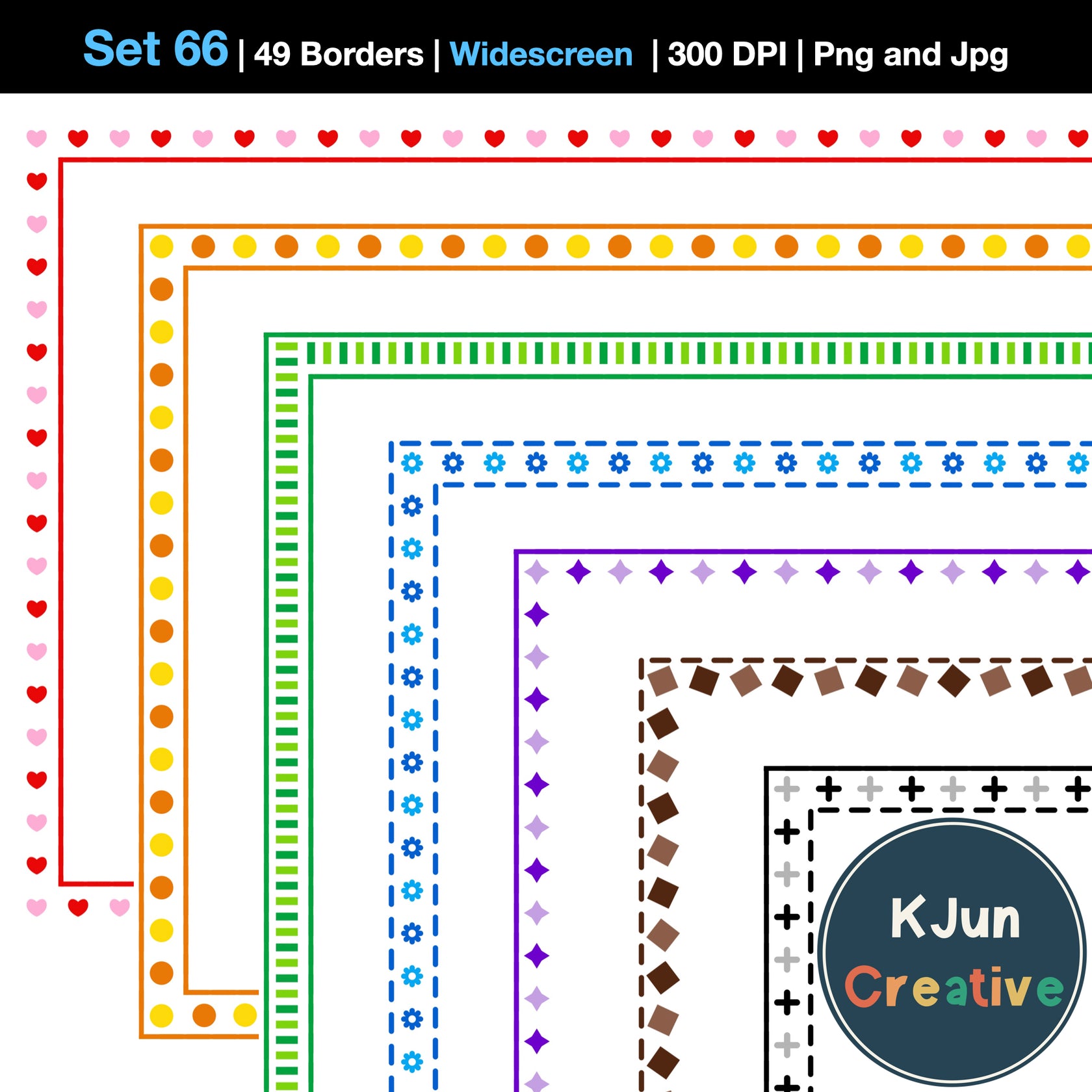 Widescreen Border Clipart Set 66 - Colorful - Google Slides and PowerP ...