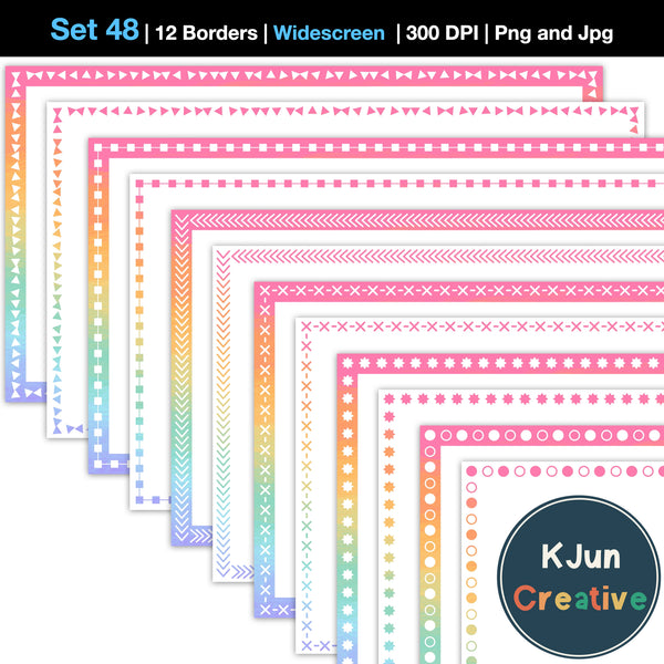 Widescreen Border Clipart Set 48 - Pastel Rainbow - Google Slides & Po ...