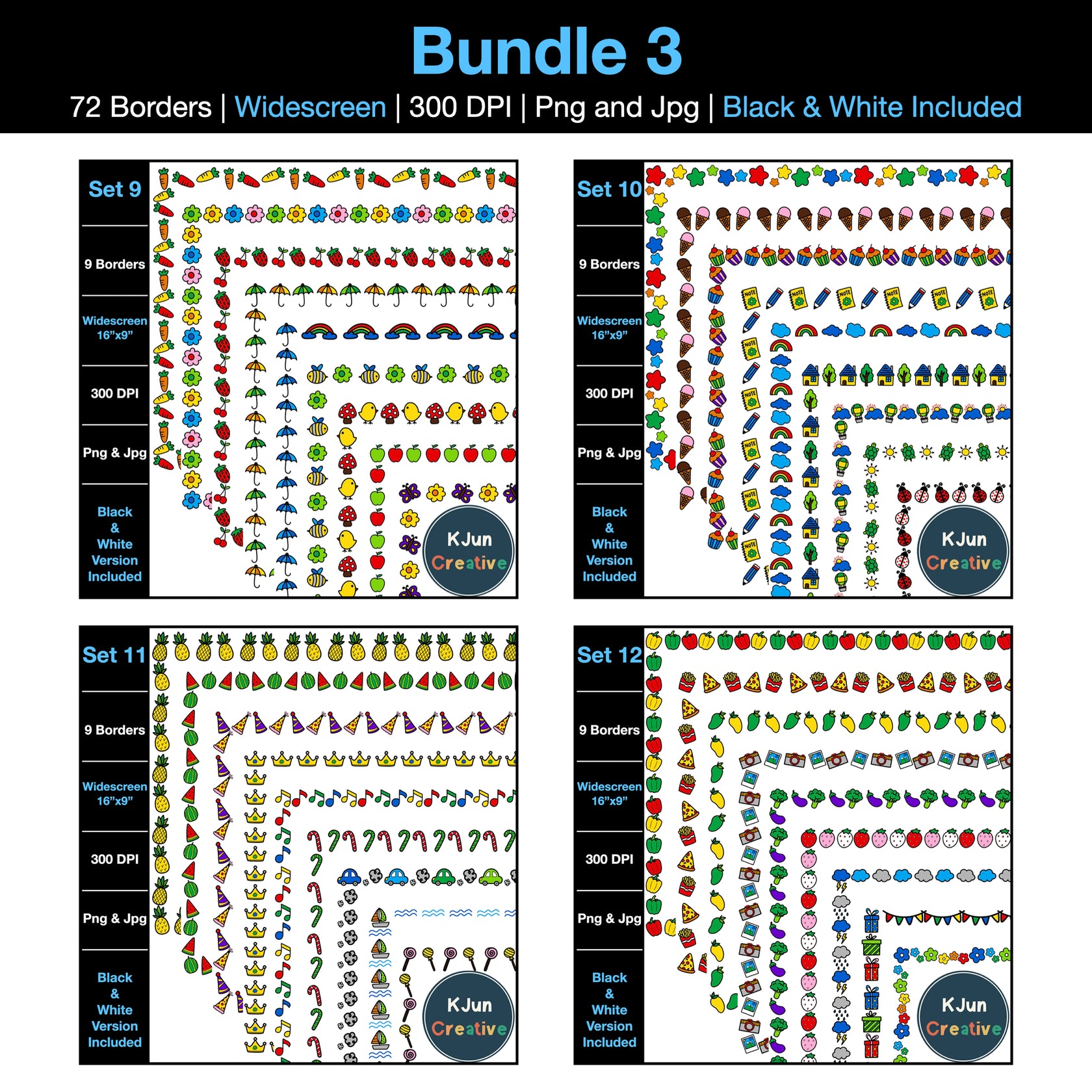 Widescreen Border Clipart Bundle 3 - Google Slides and PowerPoint ...