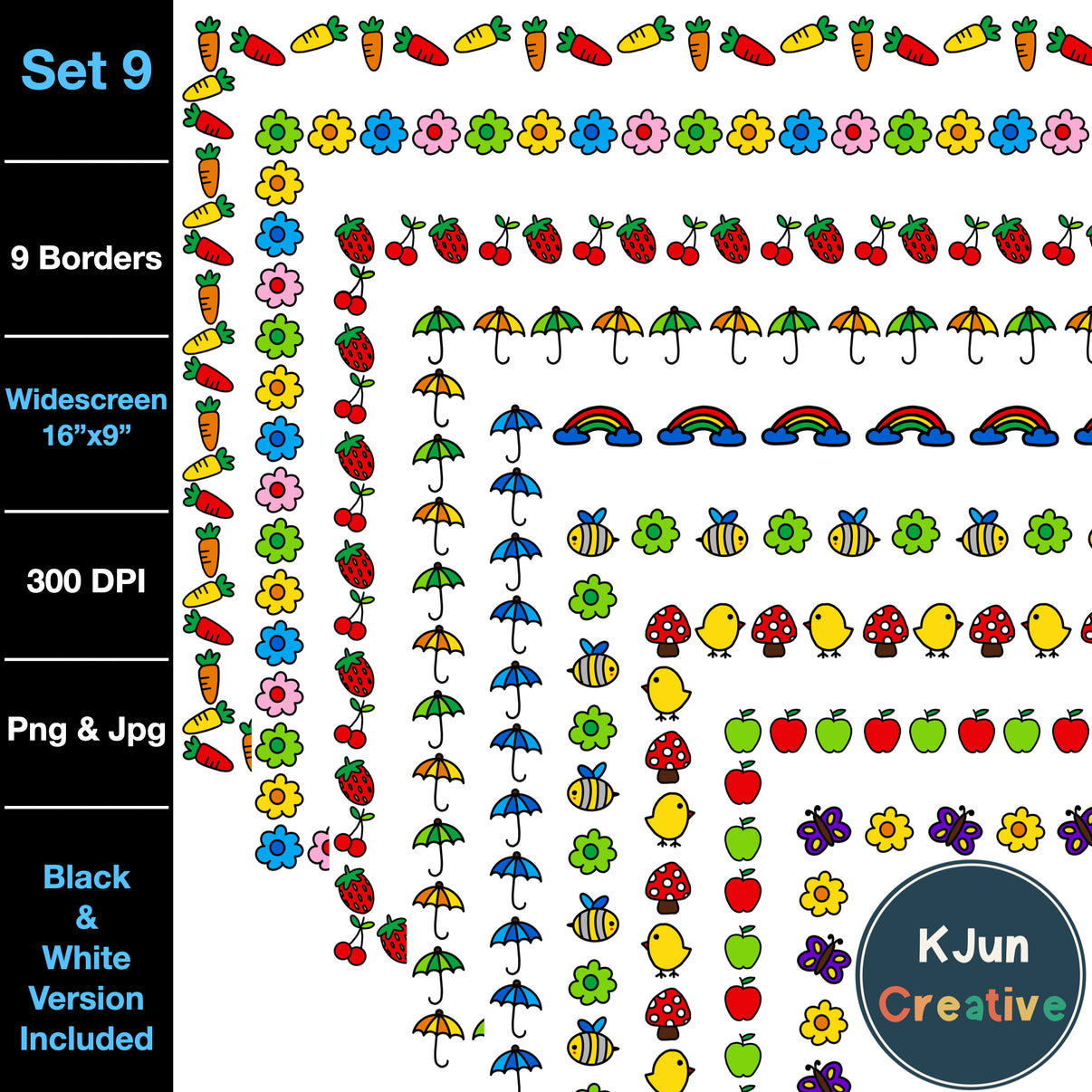 Widescreen Border Clipart Set 9 - Google Slides and PowerPoint – kjunstudio