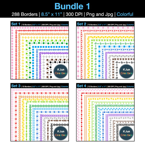 Border Clipart Bundle 1 - Colorful - Page Borders and Frames – kjunstudio