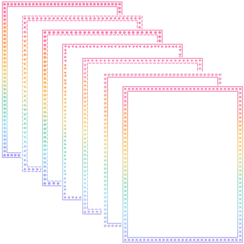 Border Clipart Set 80 - Pastel Rainbow - Page Borders and Frames ...