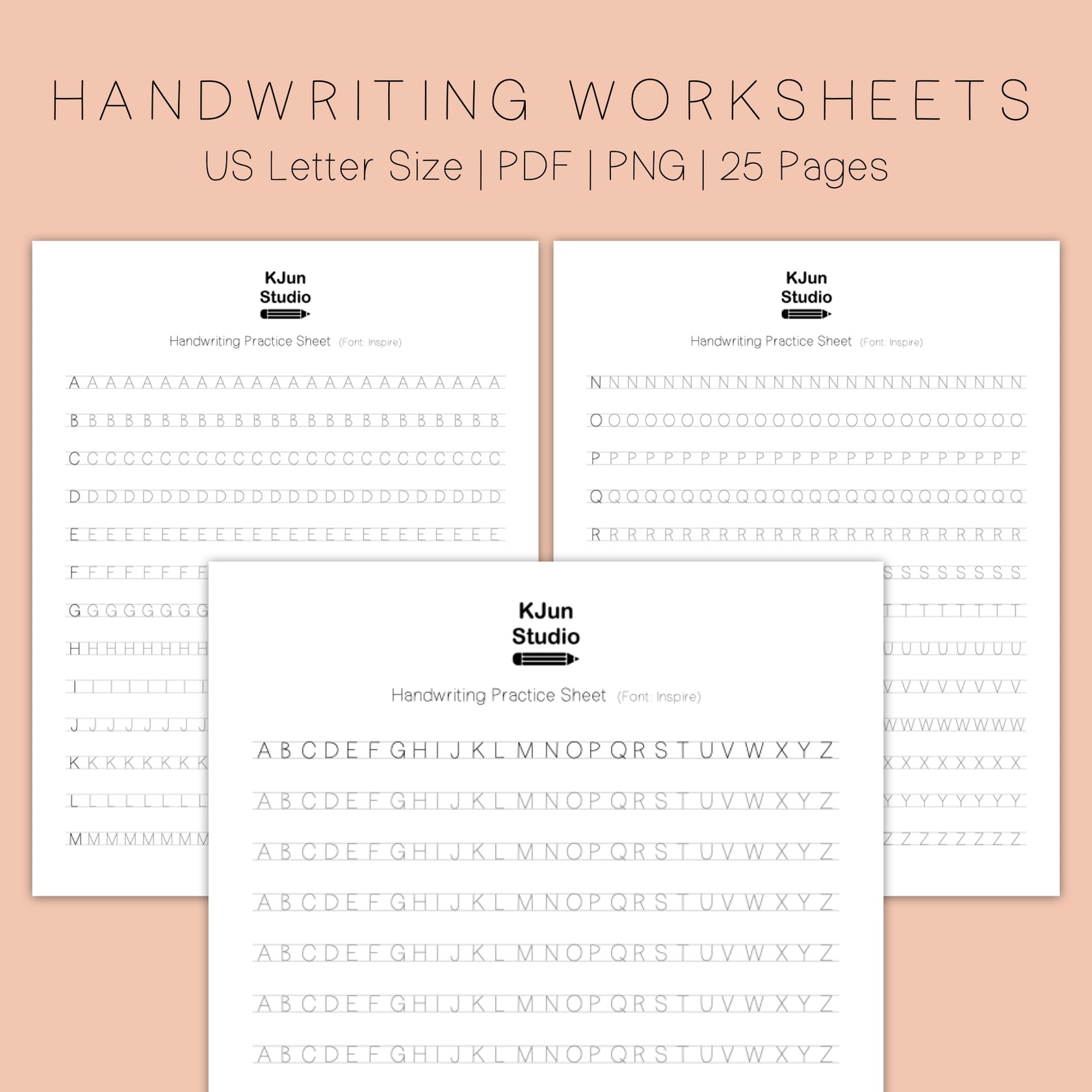 Handwriting Practice Sheets - Inspire Font – kjunstudio