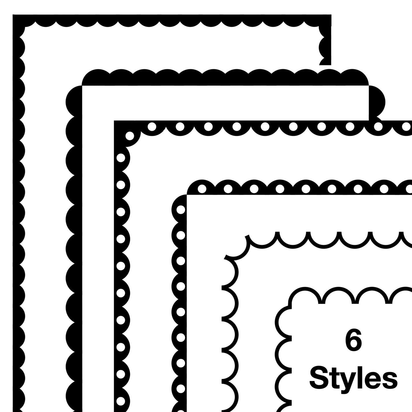 Border Clipart Set 29 - Colorful Scallop - Page Borders and Frames ...