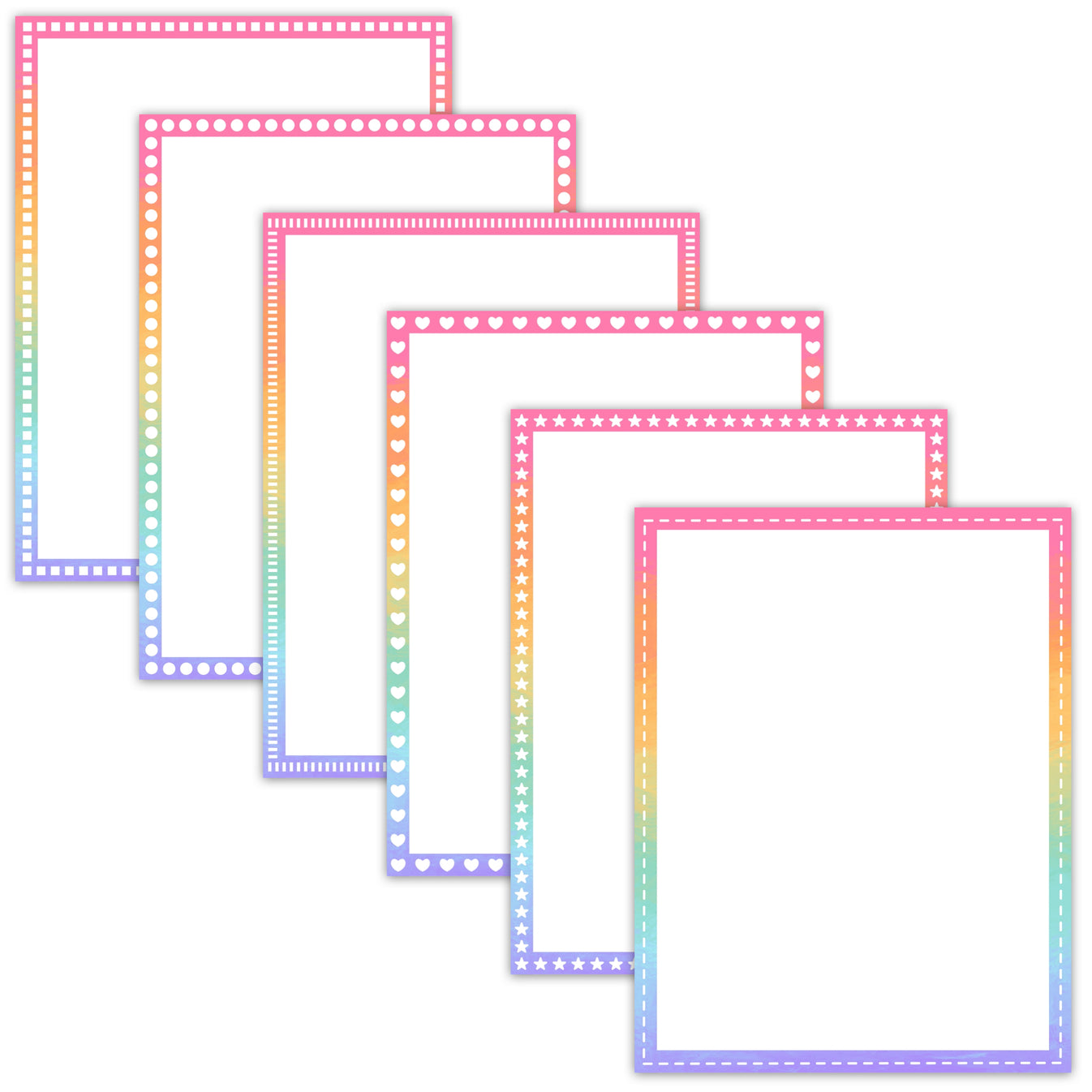 Border Clipart Set 45 - Pastel Rainbow - Page Borders and Frames ...