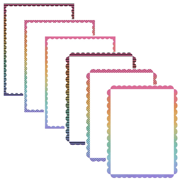 Border Clipart Set 60 - Pastel Rainbow Scallop - Page Borders and Fram ...