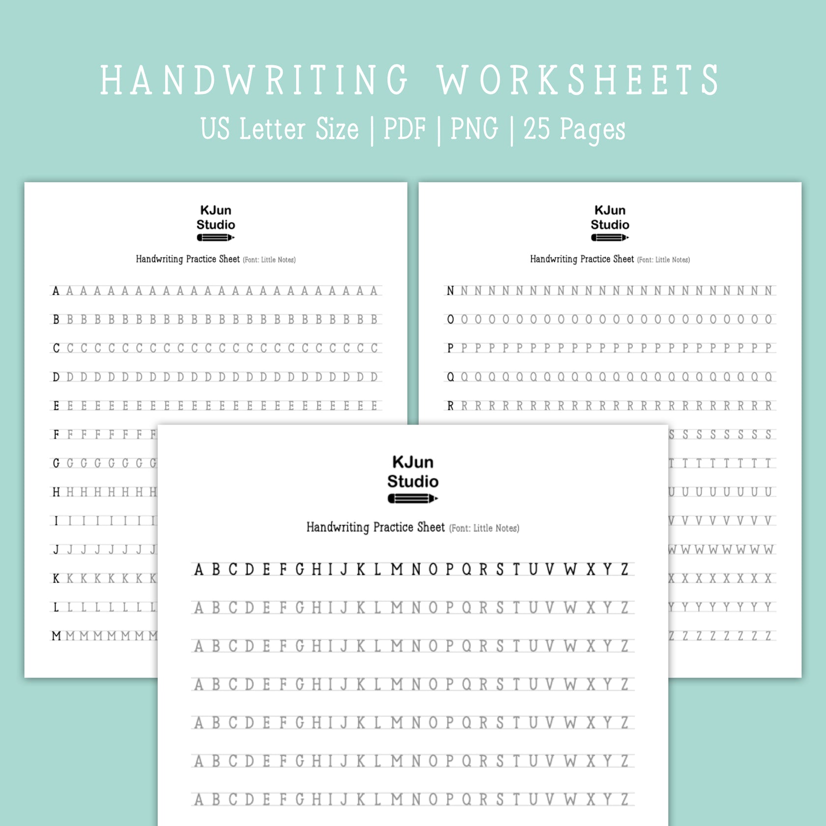 Handwriting Practice Sheets - Little Notes Font – kjunstudio