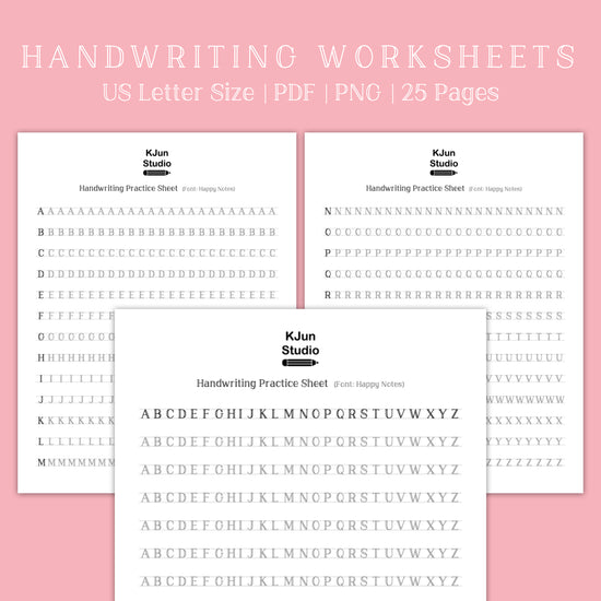Handwriting Practice Sheets - Happy Notes Font – kjunstudio