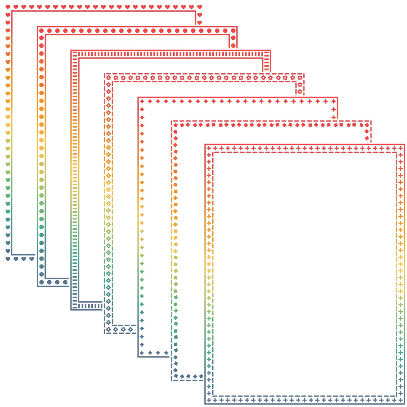 Border Clipart Set 75 - Vintage Rainbow - Page Borders and Frames ...