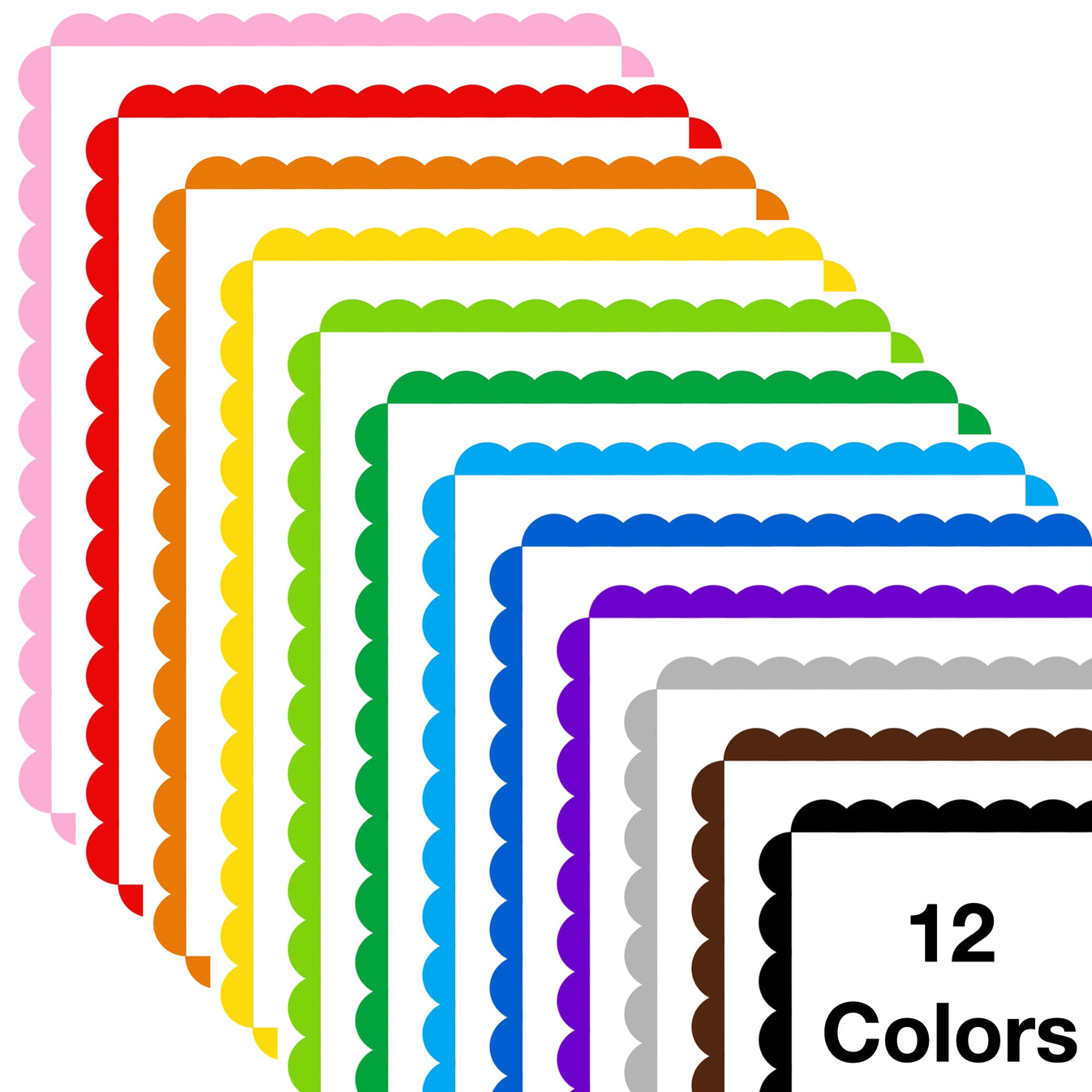 Border Clipart Set 29 - Colorful Scallop - Page Borders and Frames ...