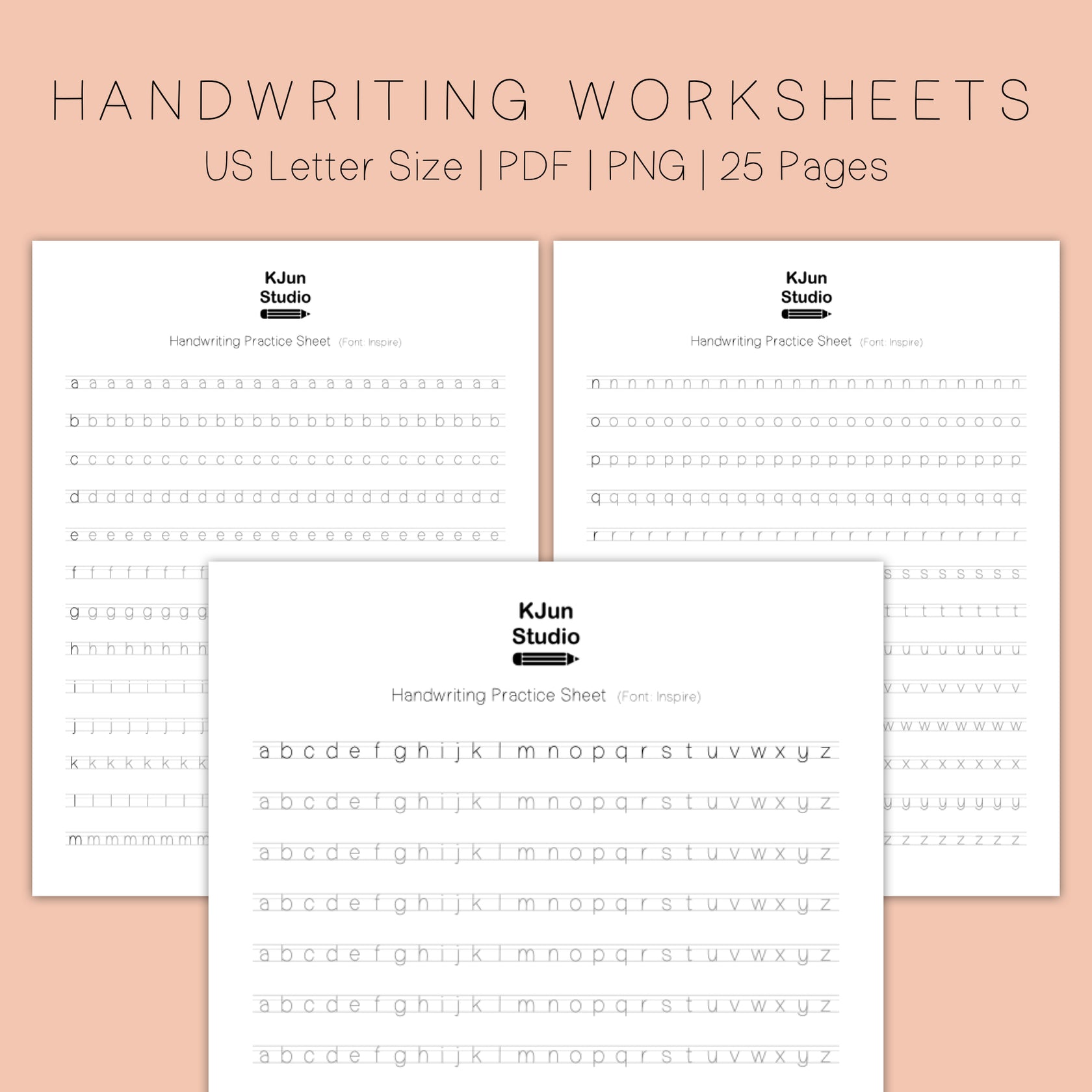 Handwriting Practice Sheets - Inspire Font – kjunstudio
