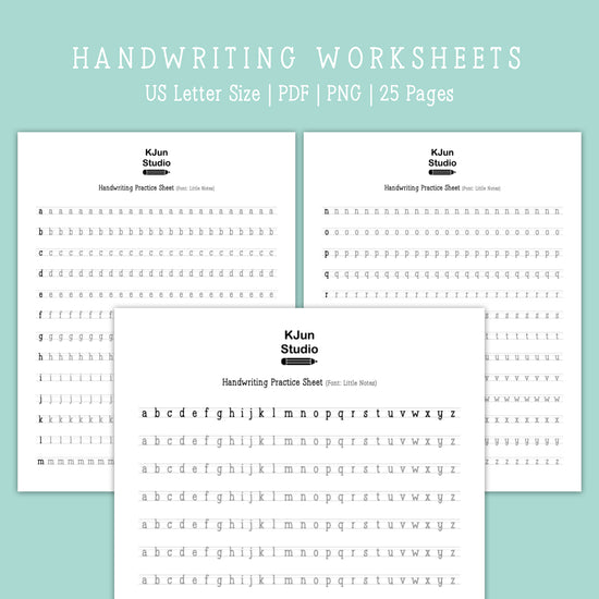 Handwriting Practice Sheets - Little Notes Font – kjunstudio