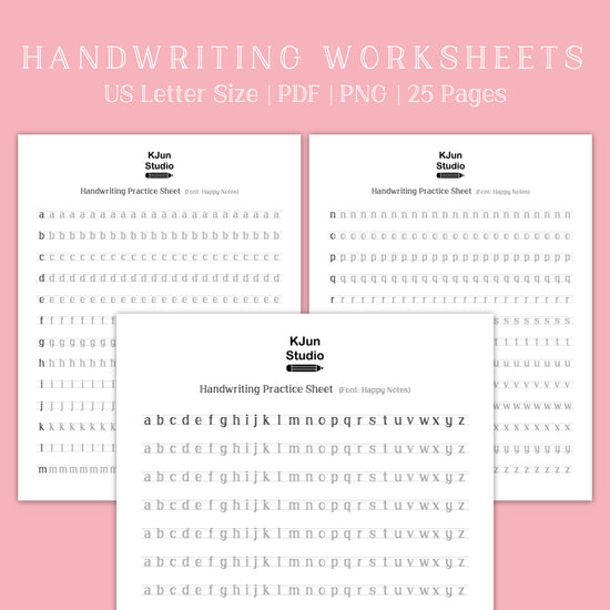 Handwriting Practice Sheets - Happy Notes Font – kjunstudio