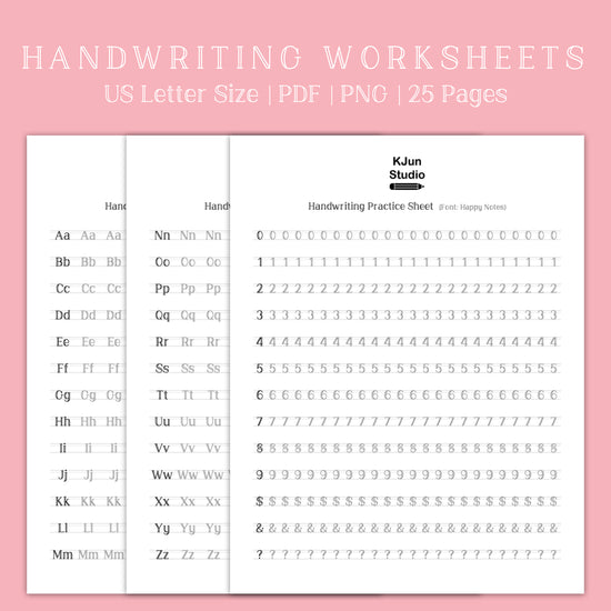 Handwriting Practice Sheets - Happy Notes Font – kjunstudio