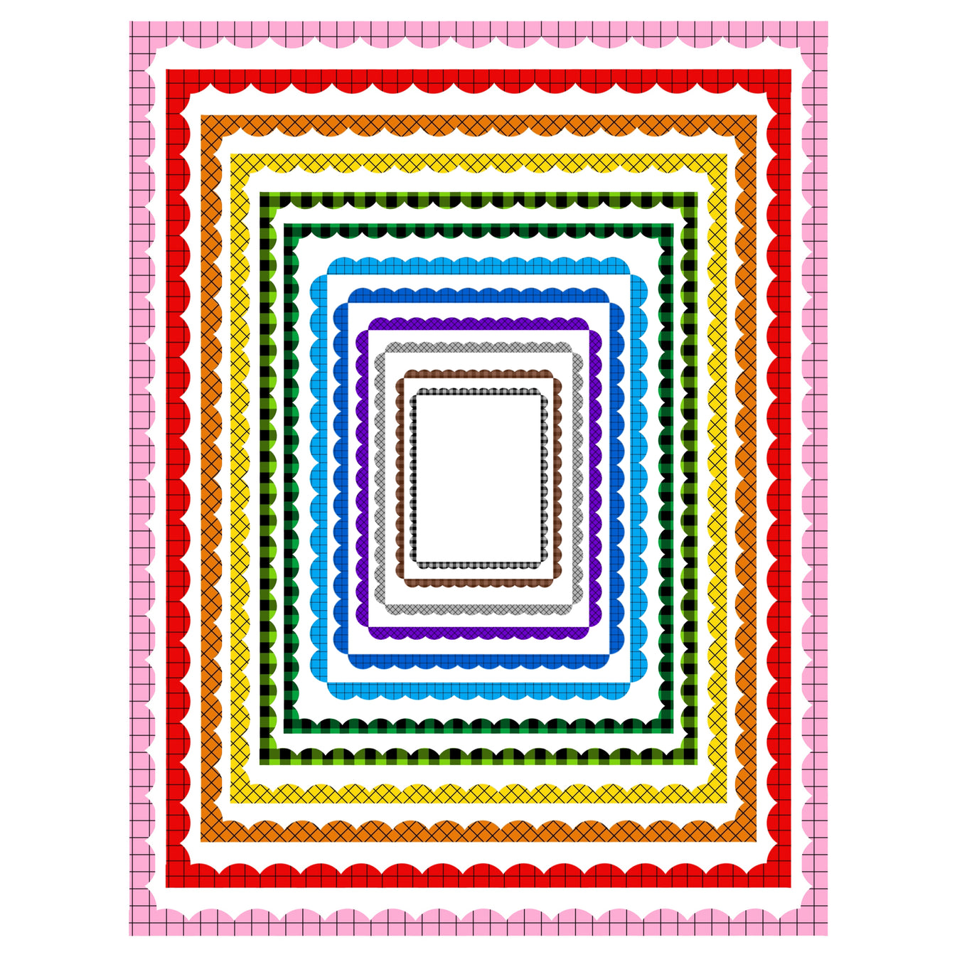 Border Clipart Set 30 - Colorful Scallop - Page Borders and Frames ...