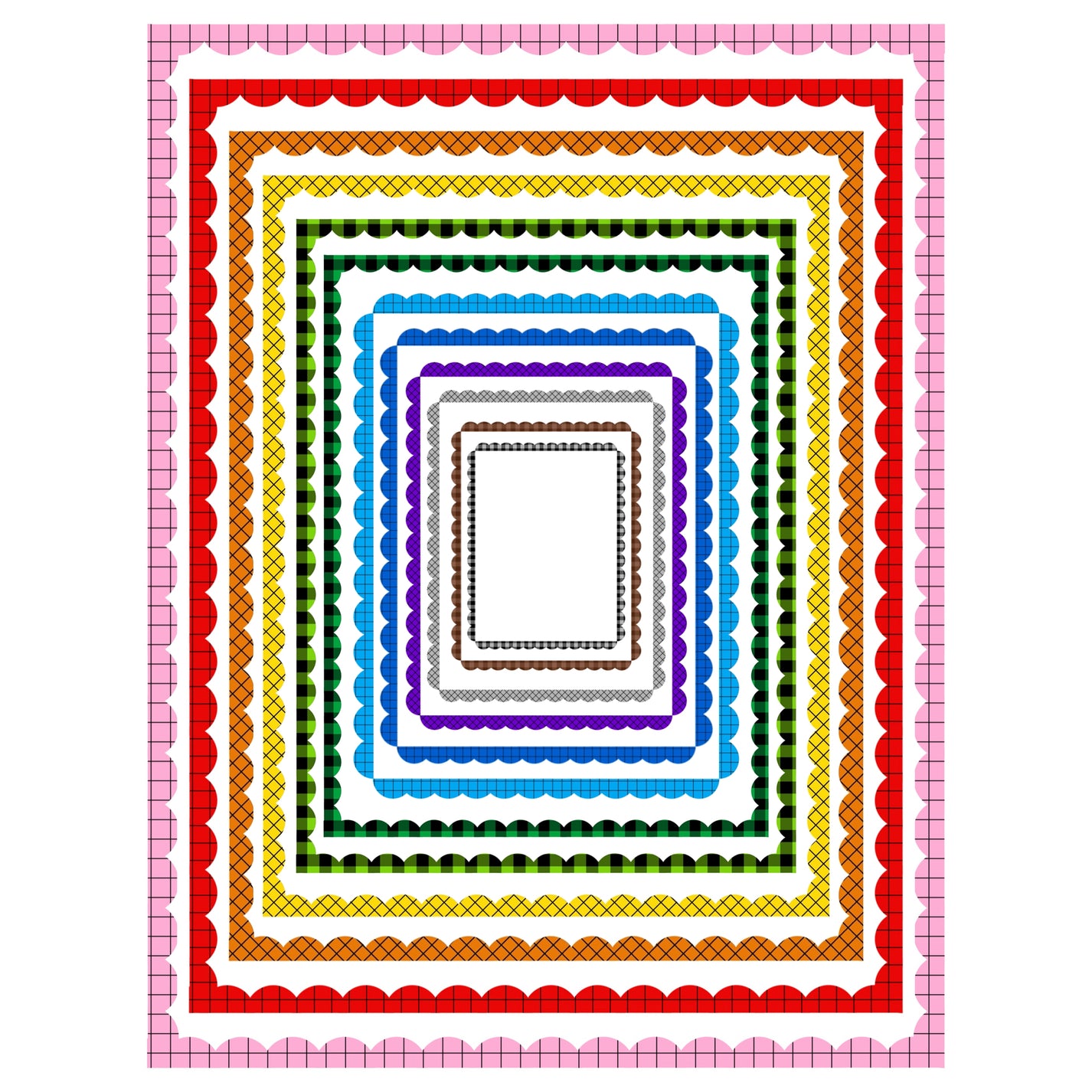 Border Clipart Set 30 - Colorful Scallop - Page Borders and Frames ...