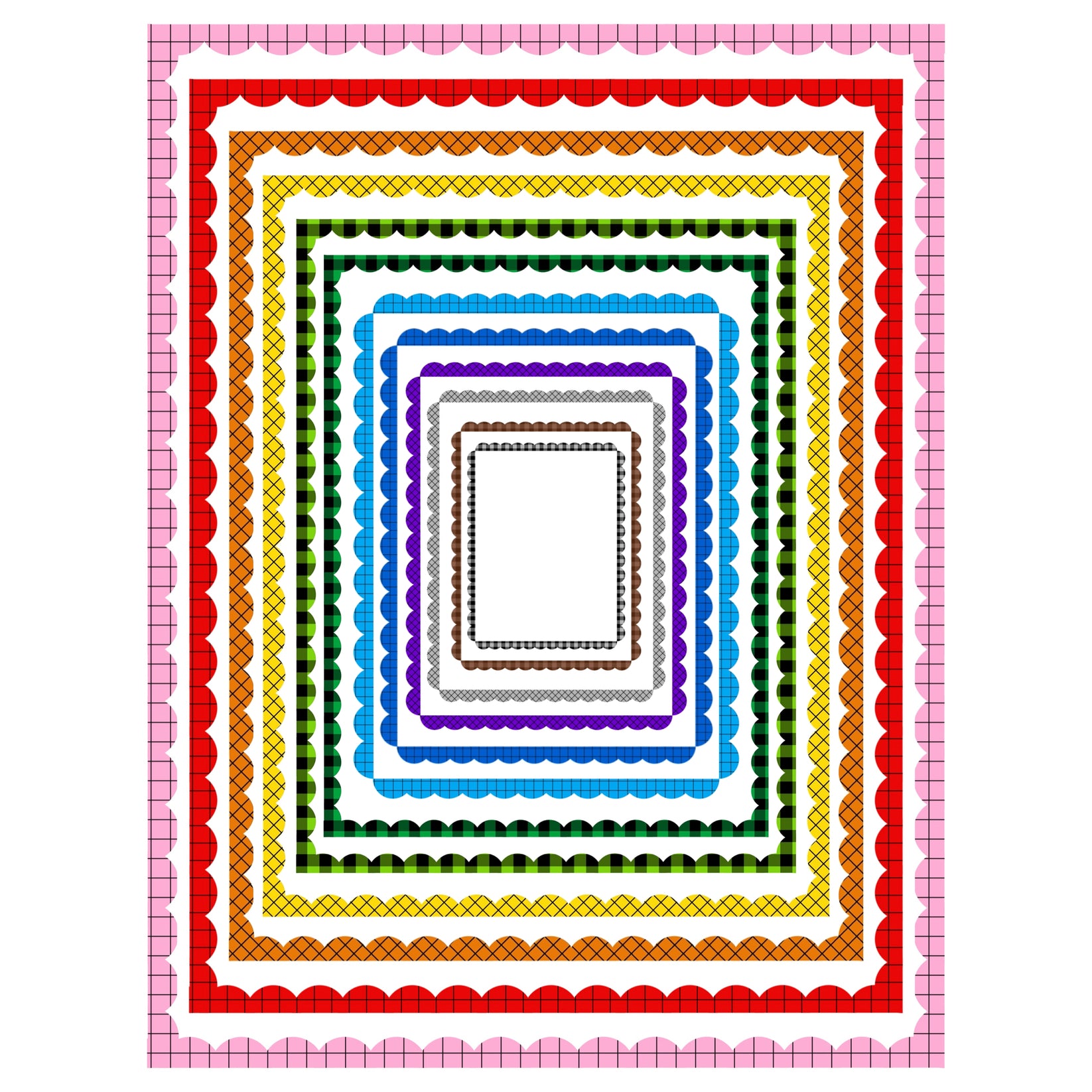 Border Clipart Set 30 - Colorful Scallop - Page Borders and Frames ...