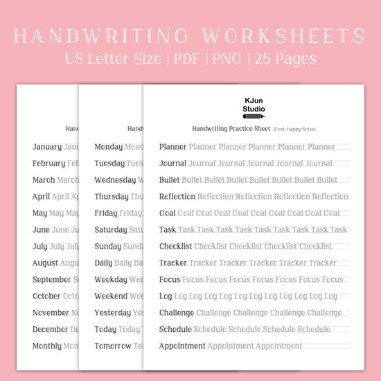 Handwriting Practice Sheets - Happy Notes Font – kjunstudio