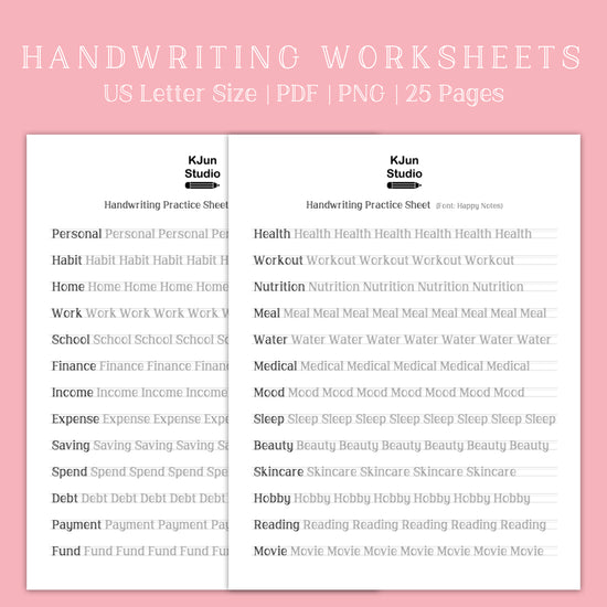 Handwriting Practice Sheets - Happy Notes Font – kjunstudio
