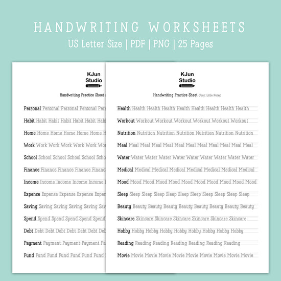 Handwriting Practice Sheets - Little Notes Font – kjunstudio
