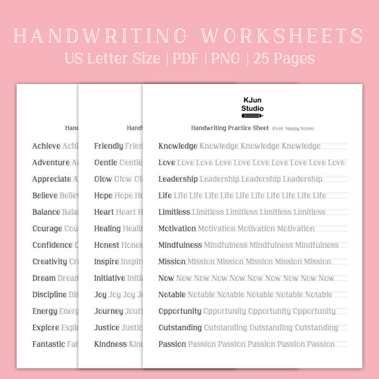 Handwriting Practice Sheets - Happy Notes Font – kjunstudio