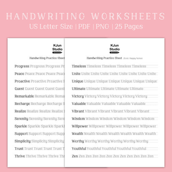 Handwriting Practice Sheets - Happy Notes Font – kjunstudio