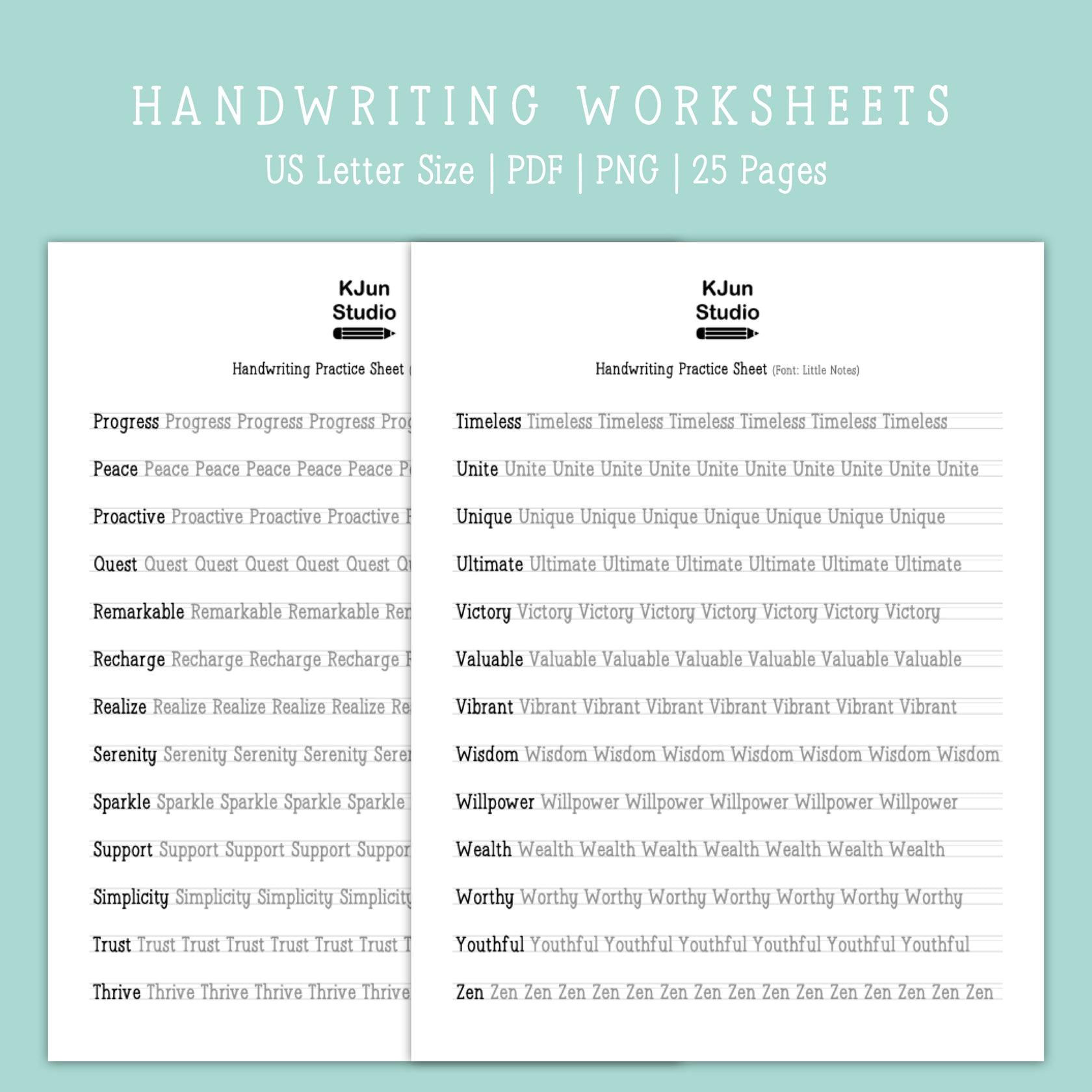 Handwriting Practice Sheets - Little Notes Font – kjunstudio