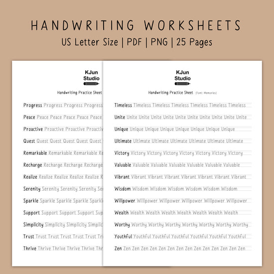 Handwriting Practice Sheets - Memories Font – kjunstudio