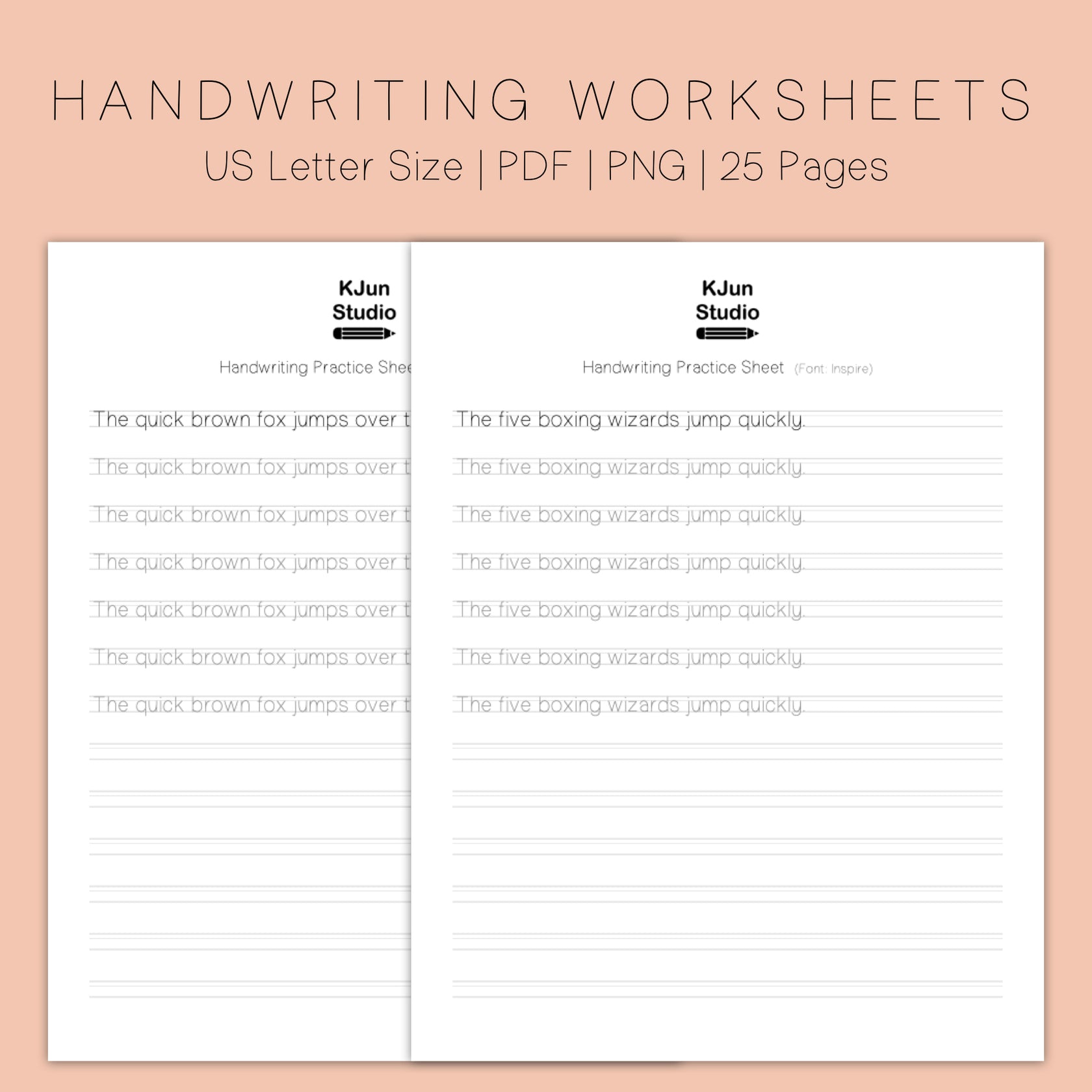 Handwriting Practice Sheets - Inspire Font – kjunstudio