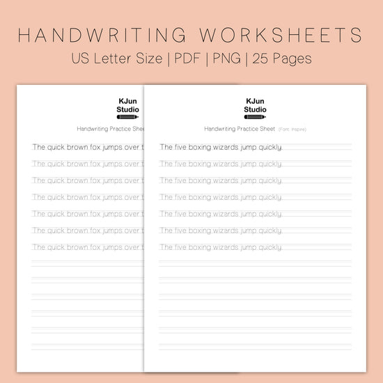 Handwriting Practice Sheets - Inspire Font – kjunstudio