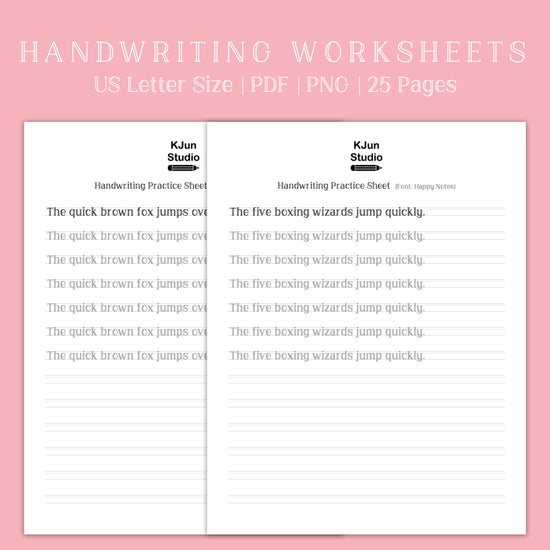 Handwriting Practice Sheets - Happy Notes Font – kjunstudio