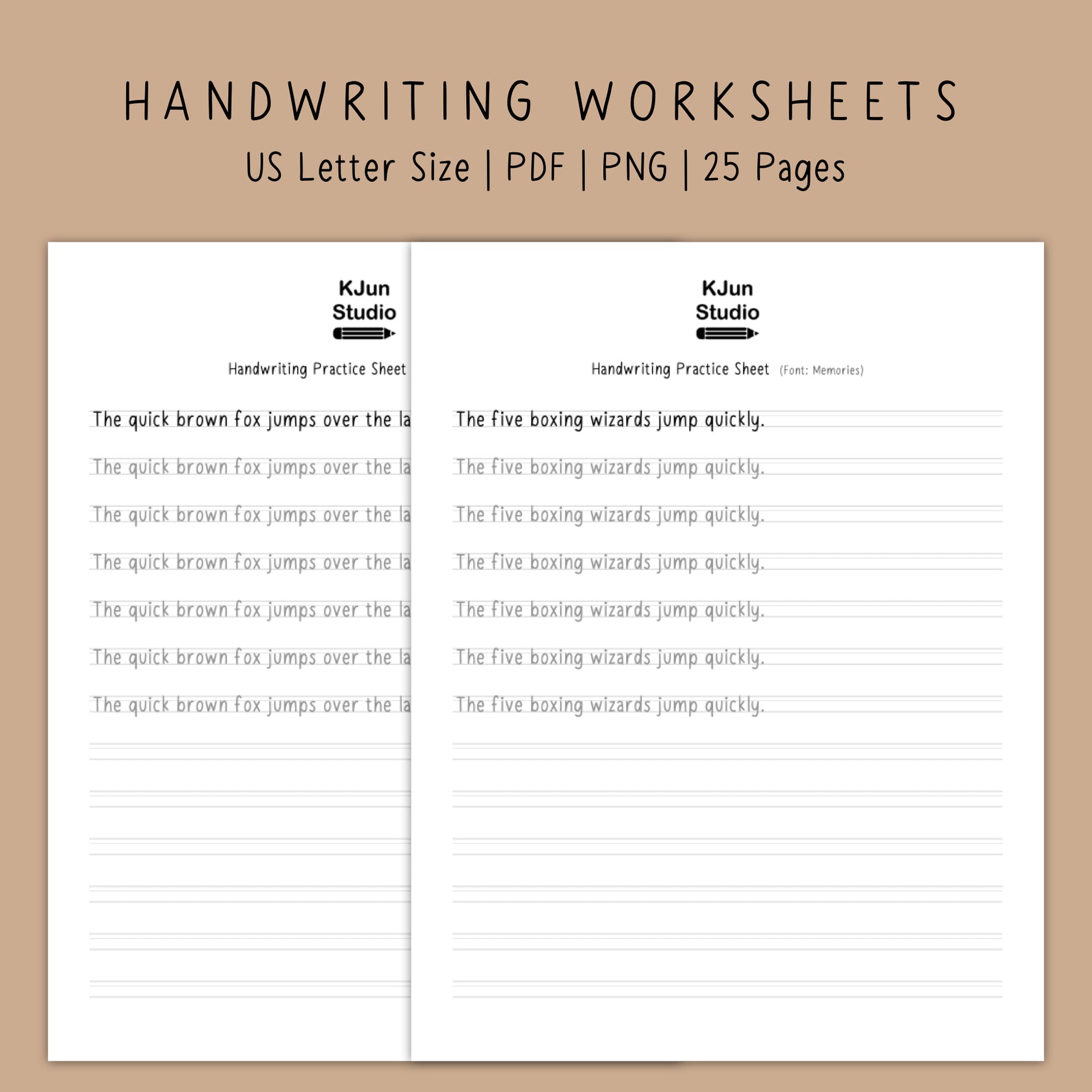 Handwriting Practice Sheets - Memories Font – kjunstudio