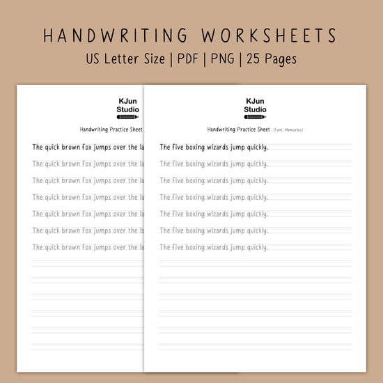 Handwriting Practice Sheets - Memories Font – kjunstudio